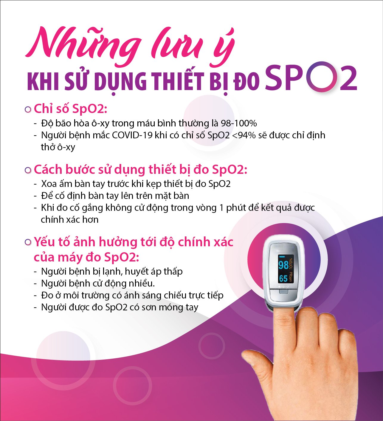 Dùng thiết bị đo SpO2, cần chú ý điều gì