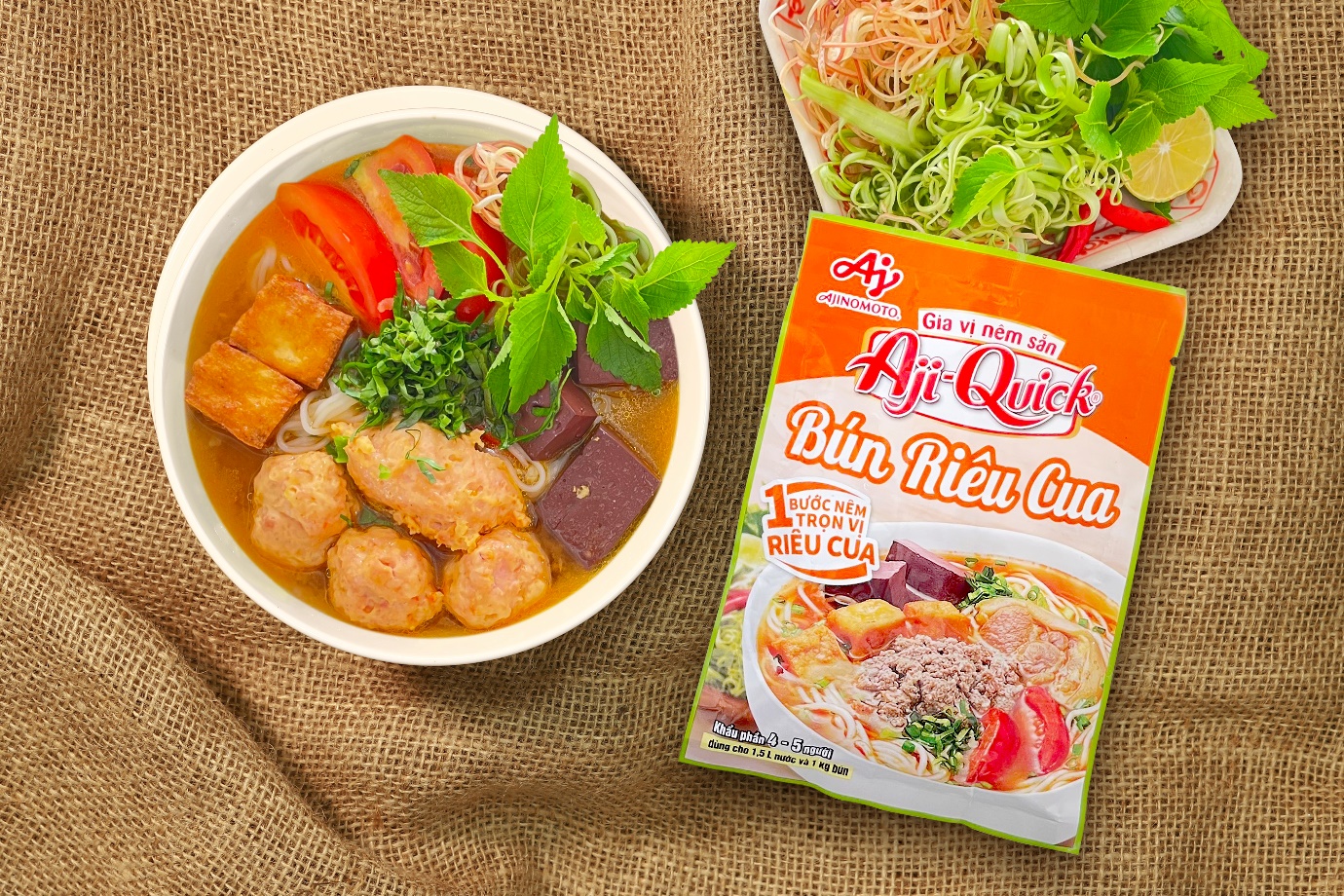 Cách nấu bún riêu ngon chuẩn vị với Aji-Quick® Bún Riêu Cua