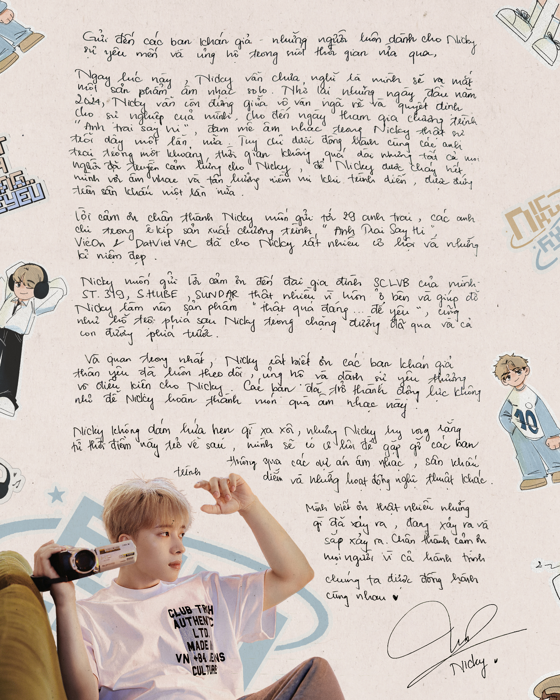 Nicky viết tâm thư gửi fan sau 8 năm hoạt động