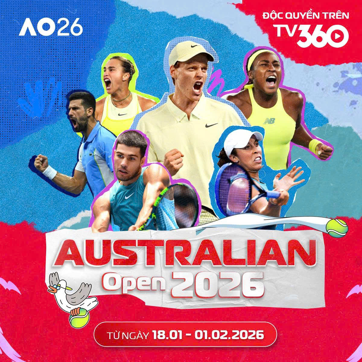 TV360 độc quyền đưa Giải Úc mở rộng đến khán giả Việt từ năm 2026-2029