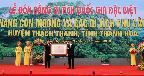 Thanh Hóa đón bằng di tích Quốc gia đặc biệt hang Con Moong